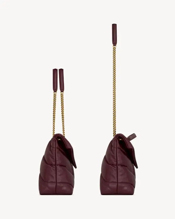 Saint Laurent Puffer Medium Shoulder Bag With Chain Strap - Deep Ruby Red Color