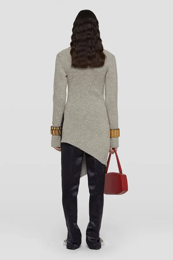 JIL SANDER Asymmetrical Roll Neck Pullover - Gray