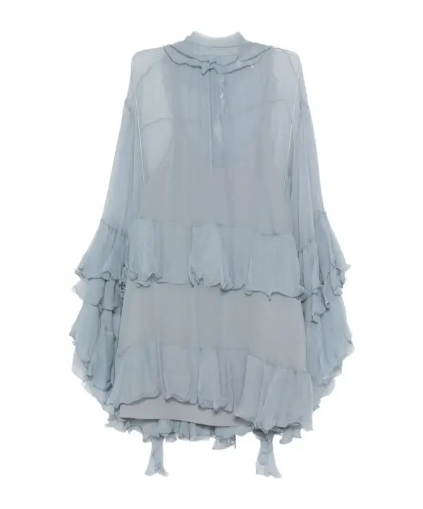 Chloé Long Sleeve Ruffle Dress - Gray
