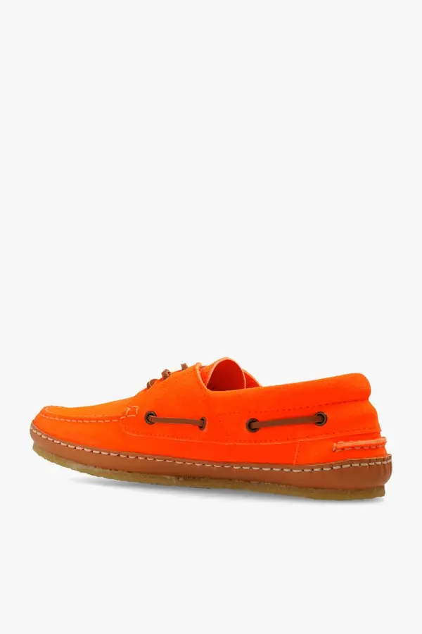 Saint Laurent Round Toe Boat Shoes With Logo Detailing