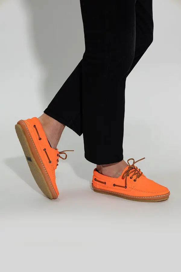 Saint Laurent Round Toe Boat Shoes With Logo Detailing