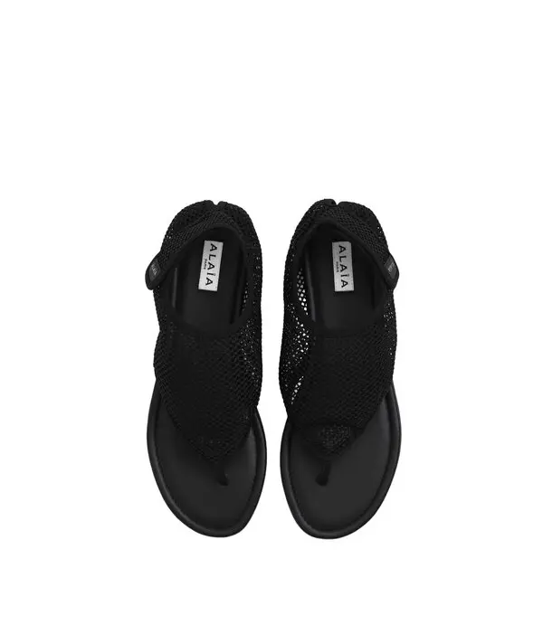 Alaïa Fishnet Thong Sandals - Black