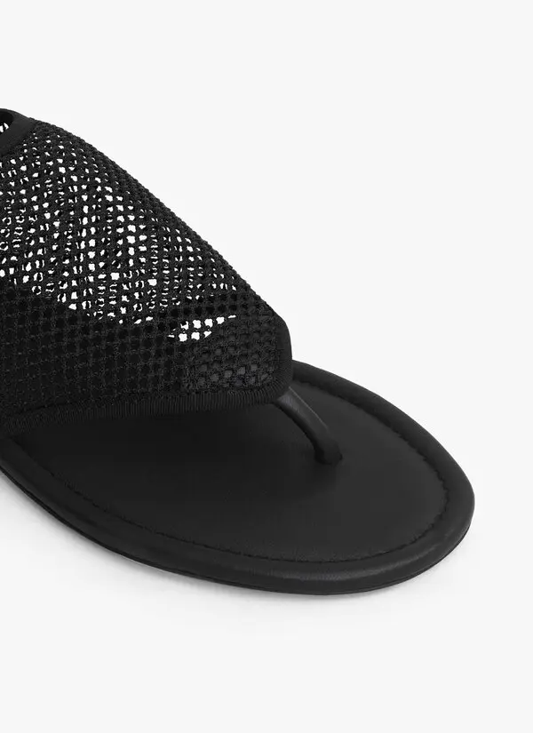 Alaïa Fishnet Thong Sandals - Black