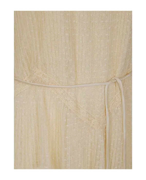 TWINSET Layered Midi Dress With Pleated Ruffles And Lace Inlays