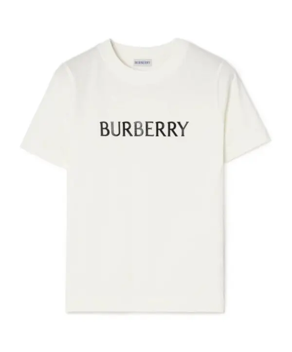 Burberry Logo Printed Crewneck T-shirt - Chalk White