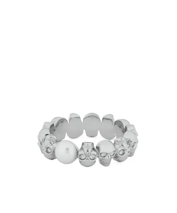 Alexander McQueen Skull Embellished Ring - Palladium