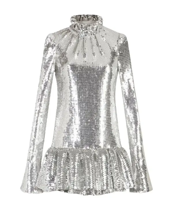 Rabanne Sequin Ruffled Mini Dress