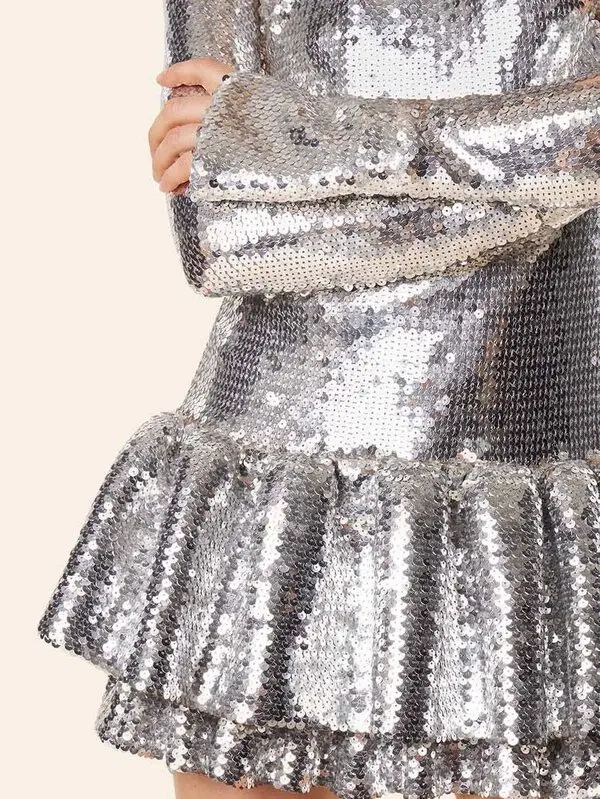 Rabanne Sequin Ruffled Mini Dress