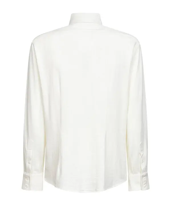 Brunello Cucinelli Spread Collar Mélange Jersey Shirt - White