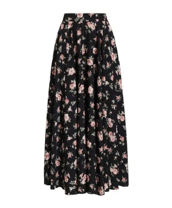 Dolce & Gabbana Dolce Gabbana Vintage Roses-print Midi Skirt - Black