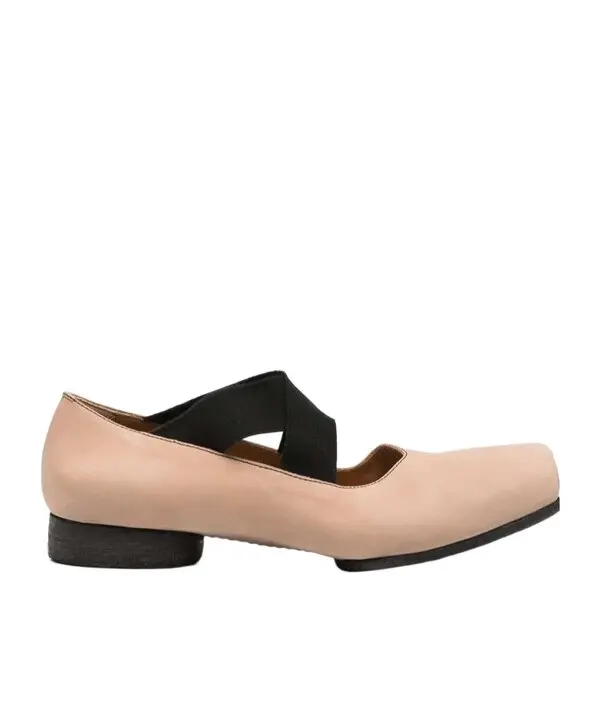 UMA WANG Square-toed Ballet Flats With Criss-cross Straps - Black