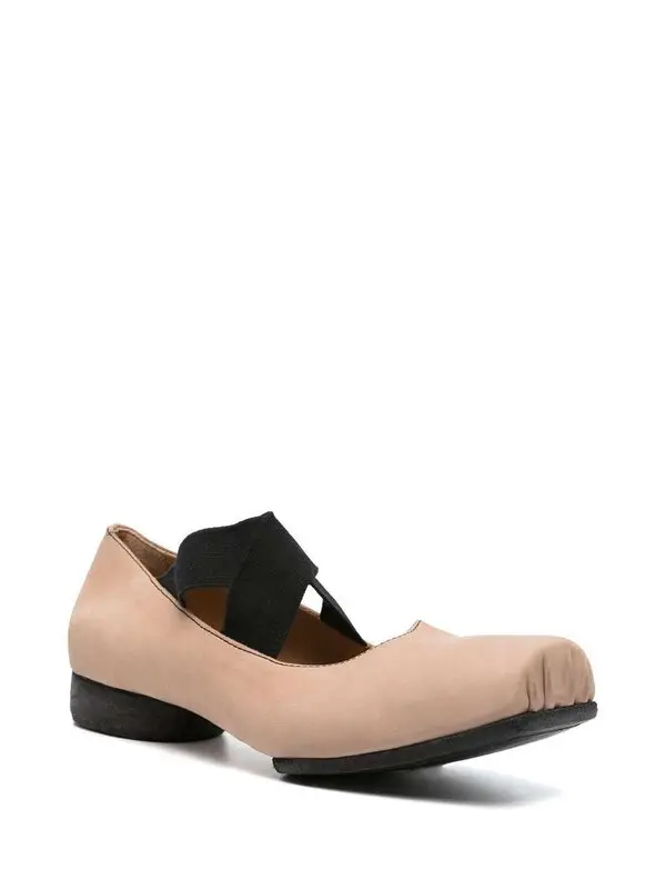 UMA WANG Square-toed Ballet Flats With Criss-cross Straps - Black