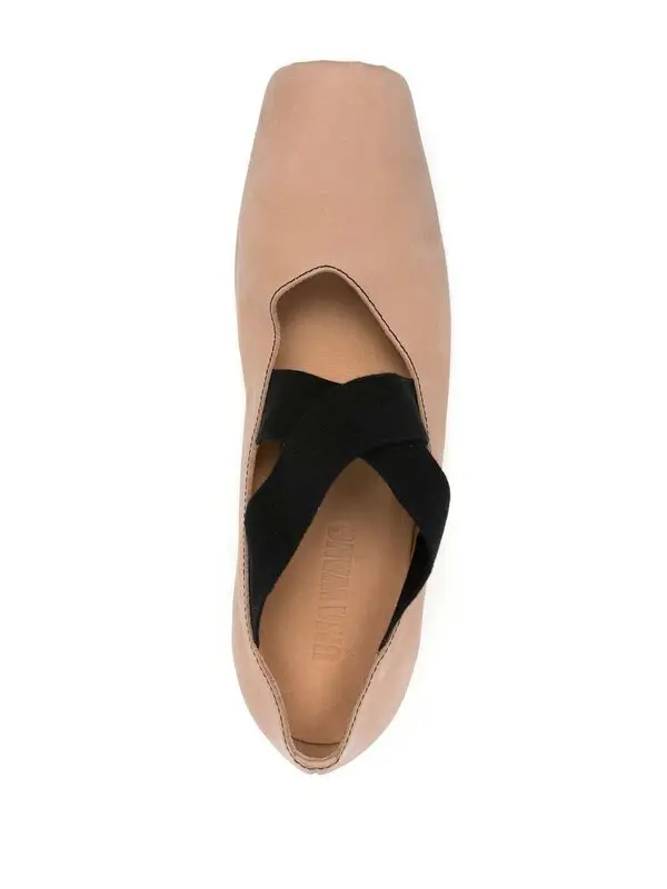 UMA WANG Square-toed Ballet Flats With Criss-cross Straps - Black