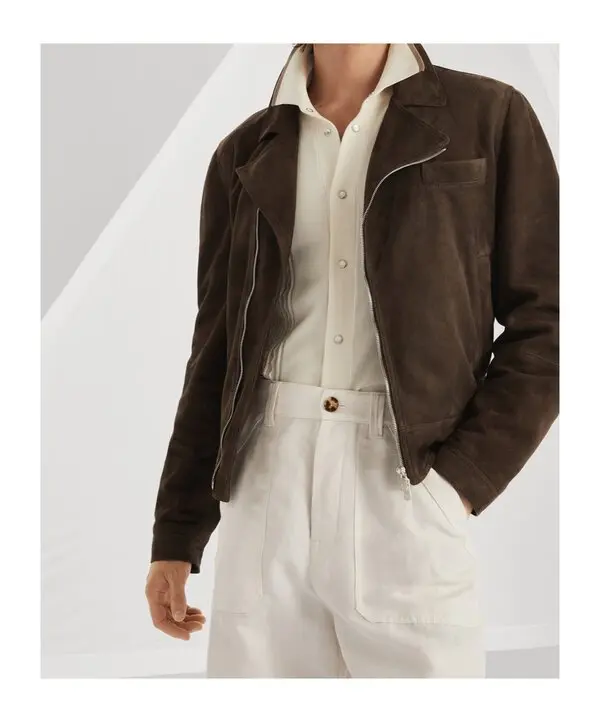 Brunello Cucinelli Suede Biker Jacket