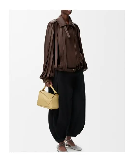 Loewe Layered Double-breasted Jacket With Lace-up Details - Brown