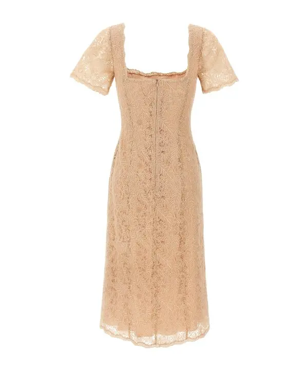 Ermanno Scervino Floral Lace Square Neck Midi Dress