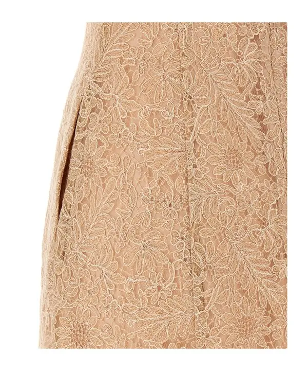 Ermanno Scervino Floral Lace Square Neck Midi Dress