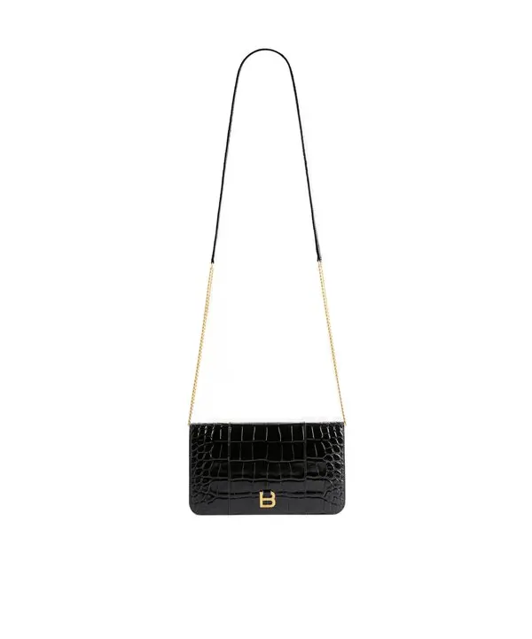Balenciaga Logo Chain Clutch Bag - Black