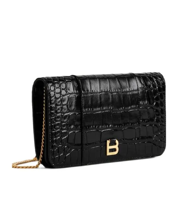 Balenciaga Logo Chain Clutch Bag - Black