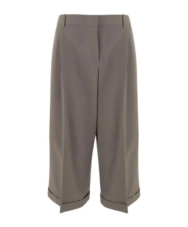 THE ROW Lior Pleated Wide-leg Cropped Trousers - Beige