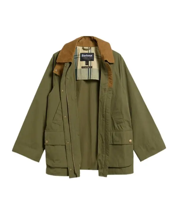 Barbour Glynis Casual Jacket With Cord Collar And Studded Placket