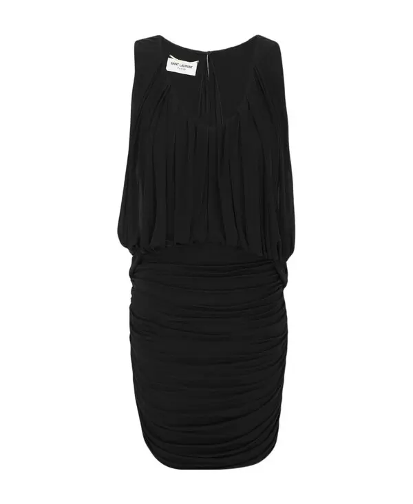 Saint Laurent Draped Sleeveless Dress - Black