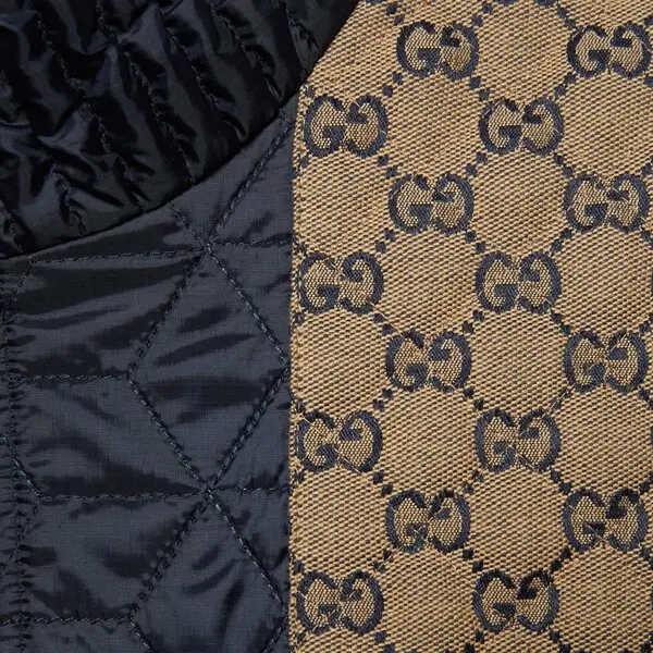 Gucci Quilted Gg-detail Zip-up Jacket - Black
