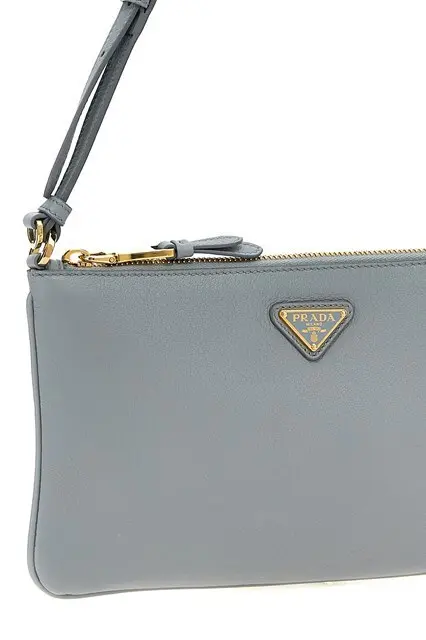 Prada Leather Pouch With Enamel Logo