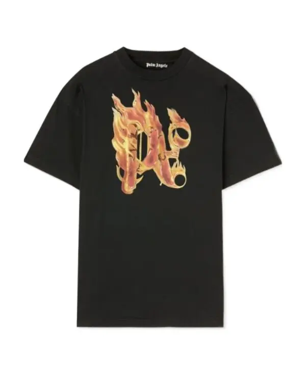 Palm Angels Monogram Printed Crewneck T-shirt - Black