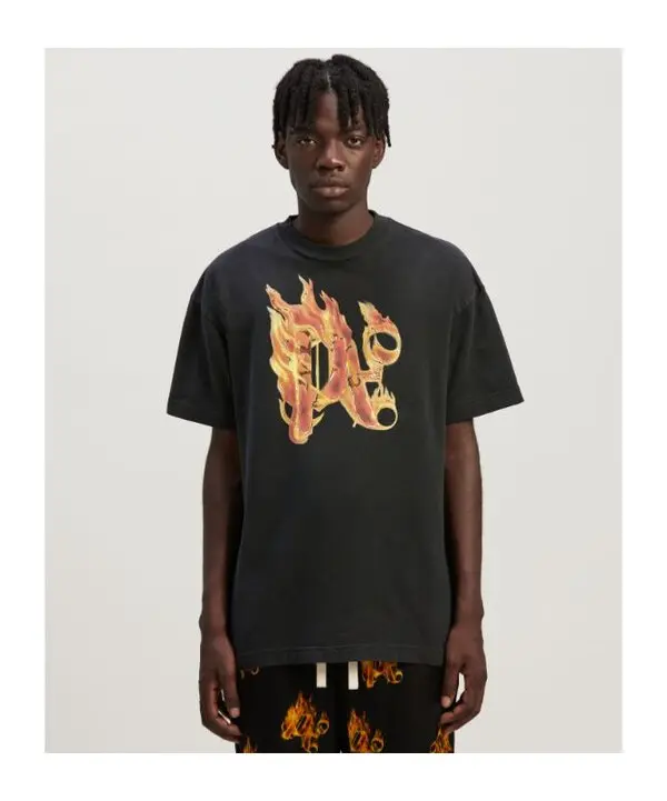 Palm Angels Monogram Printed Crewneck T-shirt - Black