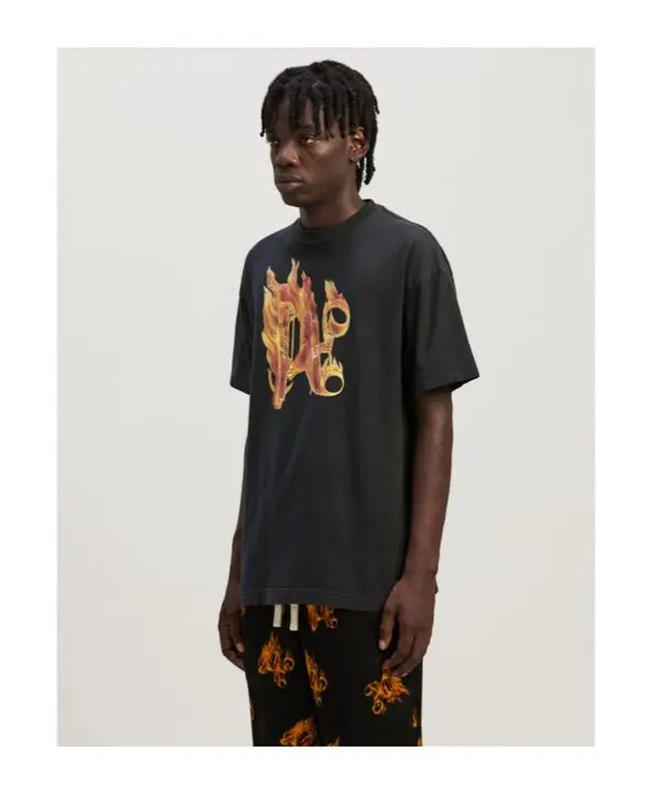 Palm Angels Monogram Printed Crewneck T-shirt - Black