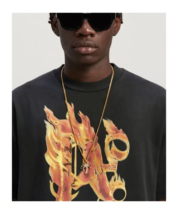 Palm Angels Monogram Printed Crewneck T-shirt - Black