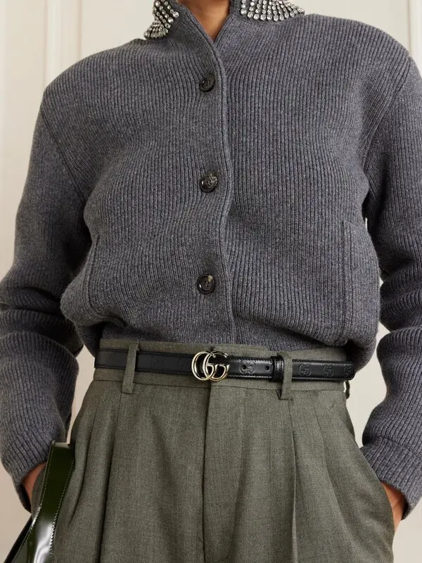 Gucci Gg Marmont Embossed Belt - Black