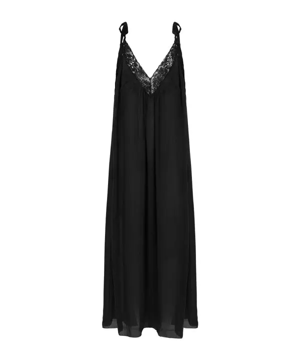 Chloé Silk Charmeuse Maxi Slip Dress With Lace Trim - Black