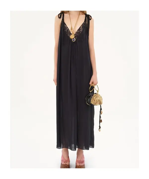 Chloé Silk Charmeuse Maxi Slip Dress With Lace Trim