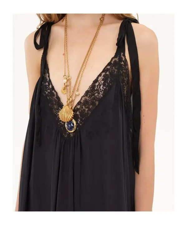 Chloé Silk Charmeuse Maxi Slip Dress With Lace Trim