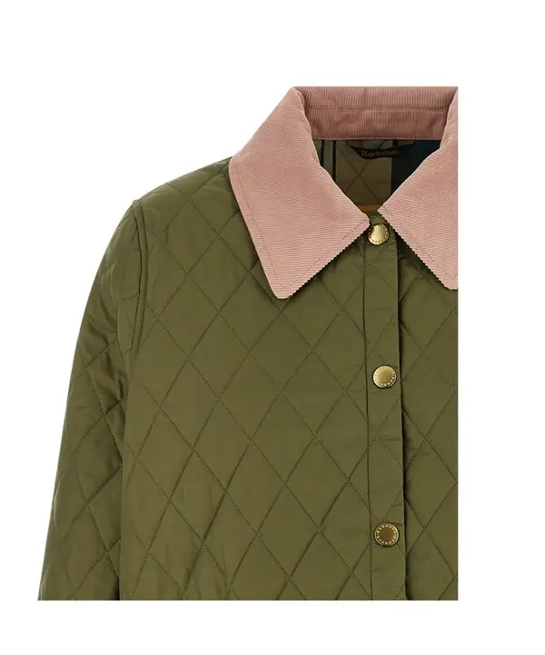 Barbour Quilted Long Sleeve Jacket With Classic Collar - Green