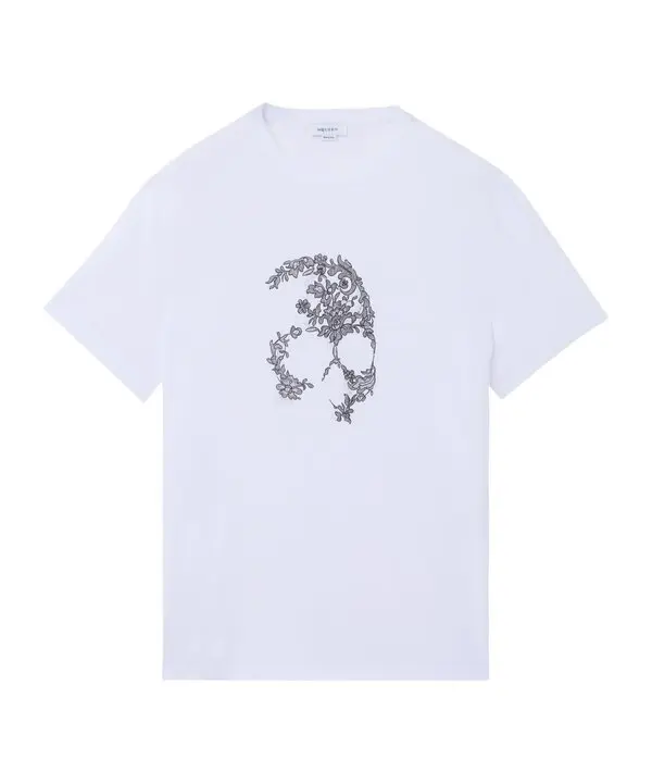 Alexander McQueen Lace Skull Crewneck T-shirt - White