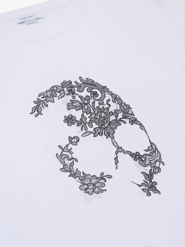 Alexander McQueen Lace Skull Crewneck T-shirt - White