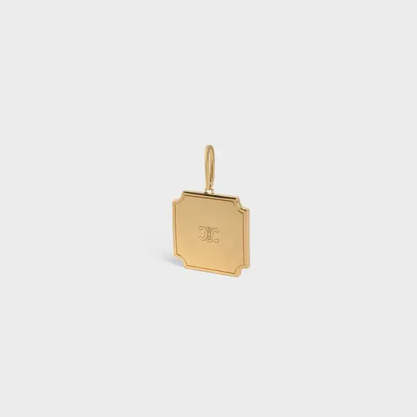 Celine Separables Triomphe Plate Pendant In Brass With Gold Finish