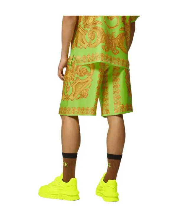 Versace Barocco 660 Silk Twill Shorts - Green