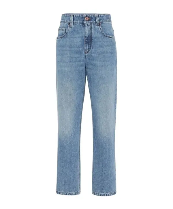 Brunello Cucinelli Logo Patch Straight-leg Jeans - Blue