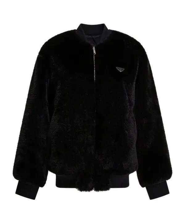 Prada Logo Plaque Reversible Bomber Jacket