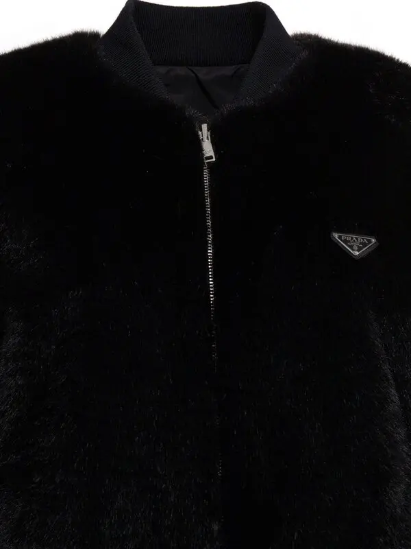 Prada Logo Plaque Reversible Bomber Jacket