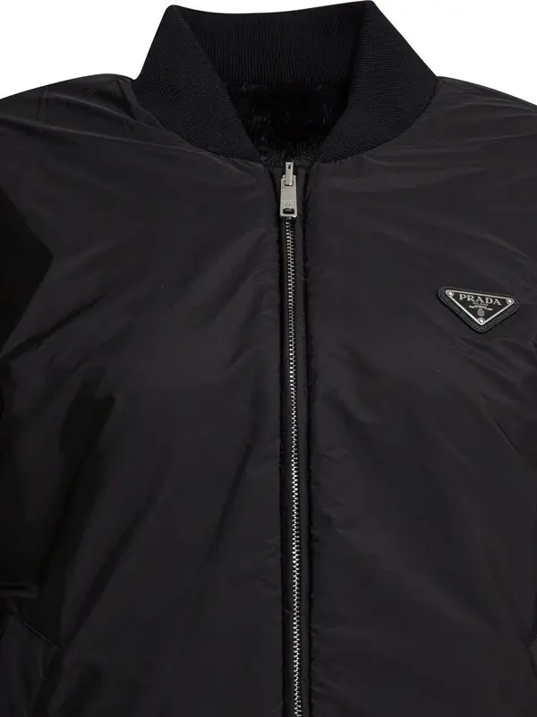 Prada Logo Plaque Reversible Bomber Jacket