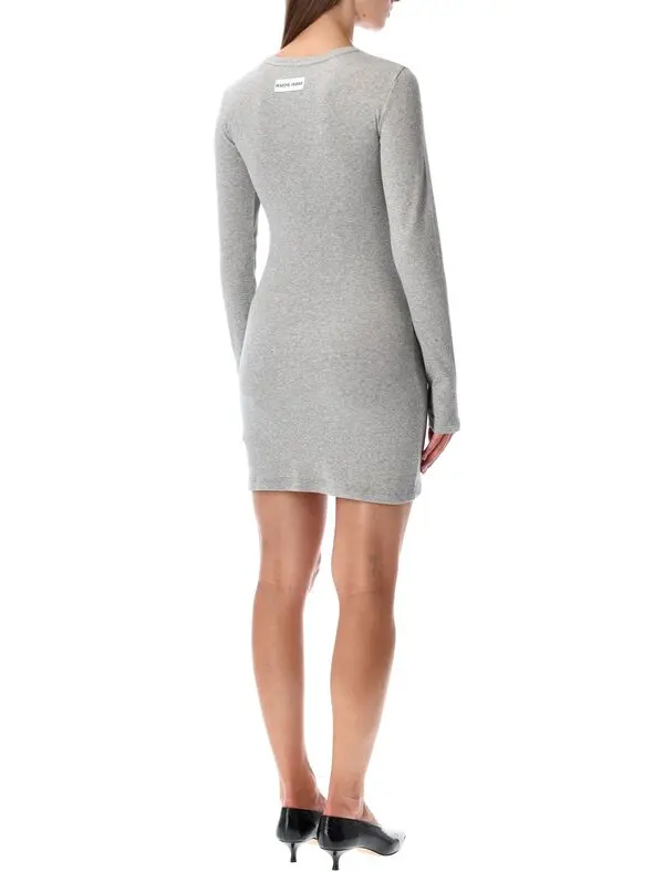 MARINE SERRE Ribbed Jersey Logo Mini Dress - Gray