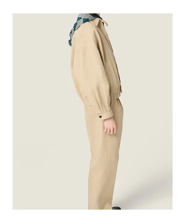 Miu Miu Gabardine Blouson Jacket With Detachable Hood - Nude