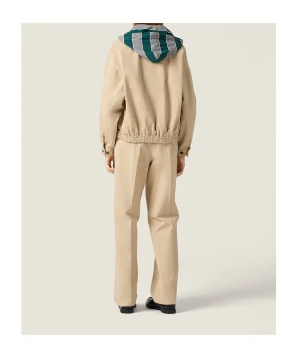 Miu Miu Gabardine Blouson Jacket With Detachable Hood - Nude