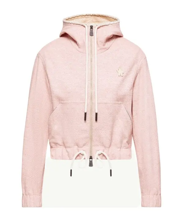 Moncler Zip-up Drawstring Hoodie - Pink