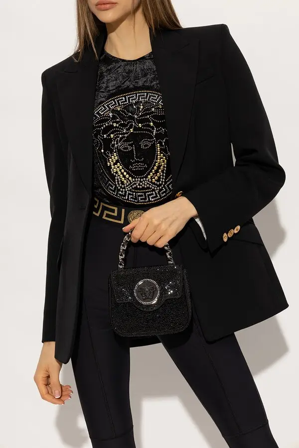 Versace La Medusa Embellished Mini Tote Bag - Black